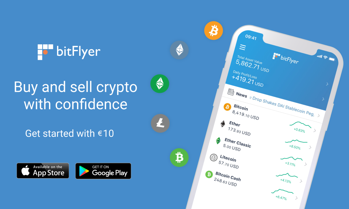 From October 21st to October 27th, receive €10 when you sign up via the bitFlyer App!